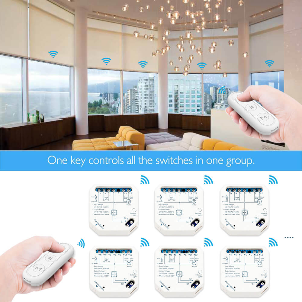 Tuya Smart Life WiFi Curtain Blind Switch Module with Remote for Roller ...