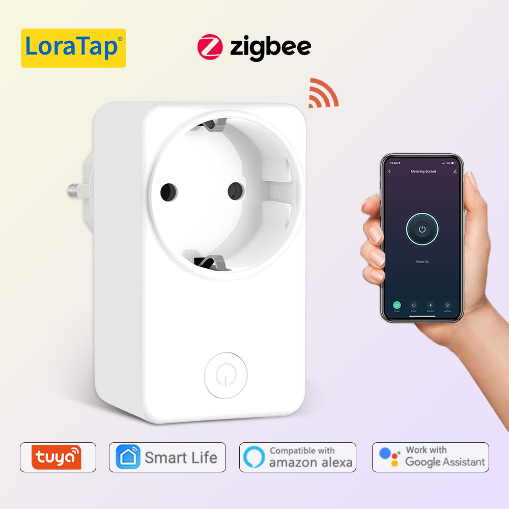 LoraTap ZigBee EU Socket 16A Power Tuya Smart Life APP Remote Voice Control Timer Plug Switch ...