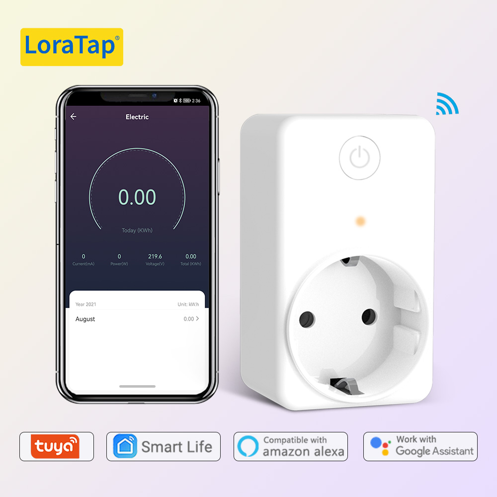 LoraTap Tuya WiFi EU Smart Plug 16A Remote Voice Control Energy Monitor ...
