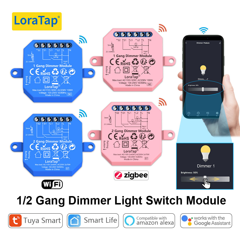 LoraTap WiFi & ZigBee Dimming Light Switch Relay Breaker Module Tuya ...