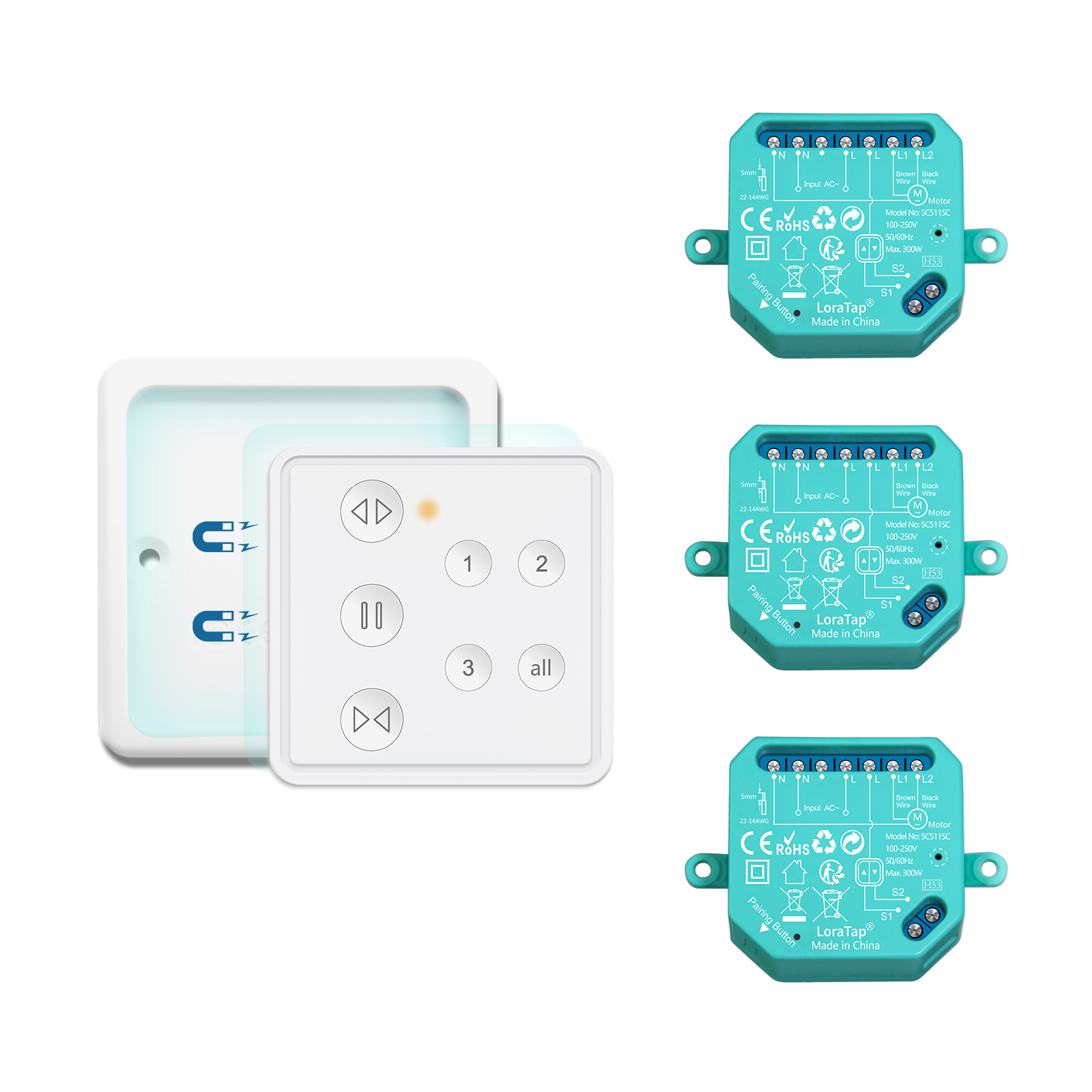 LoraTap Wireless Roller Shutter Module, 3 in 1, with RF Remote Control ...