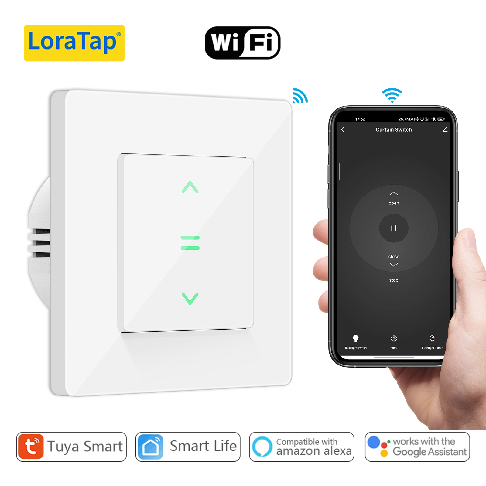 LoraTap WiFi Touch Curtain Motorized Switch for Roller Shutter Tuya ...